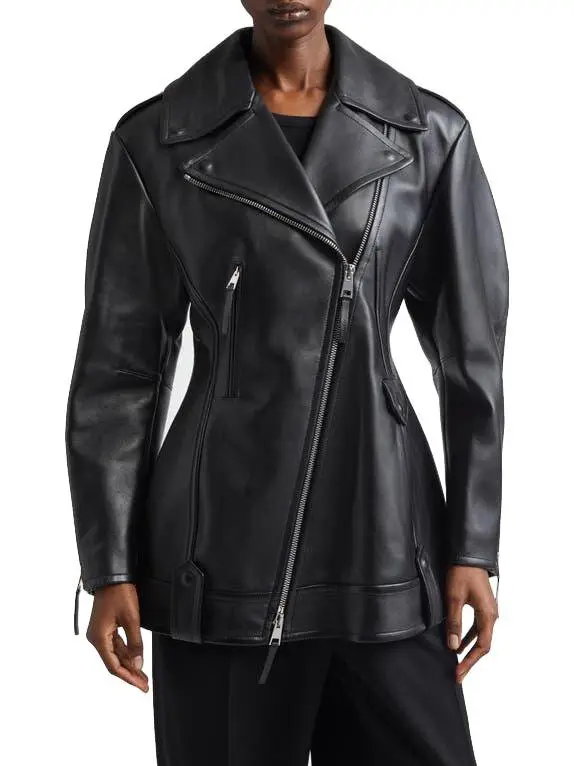 Givenchy Cocoon Crop Leather Biker Jacket - Black