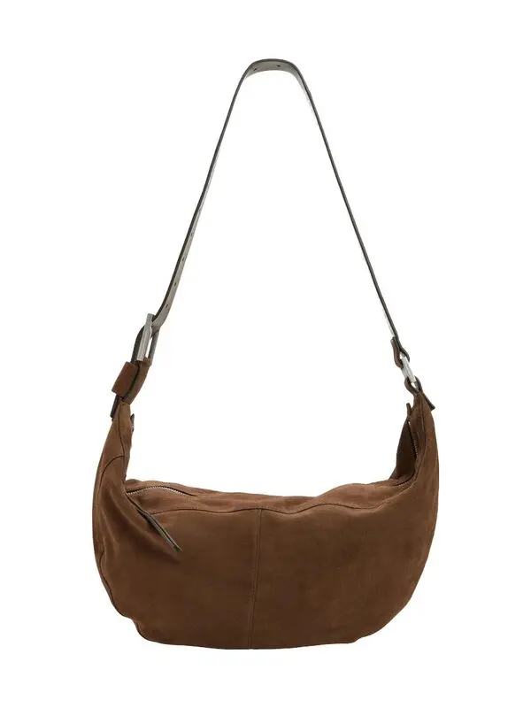 ALLSAINTS Luna Suede Shoulder Bag - Fango Brown