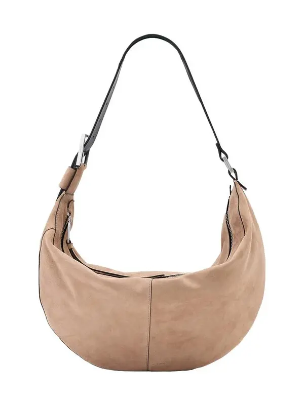 ALLSAINTS Luna Suede Shoulder Bag - Mink Brown