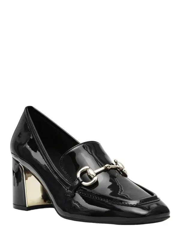Anne Klein Tobi Bit Loafer Pumps - Black Patent