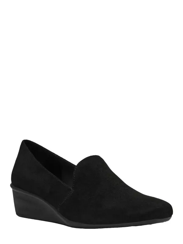 Anne Klein Wendell Wedge Pump - Black Suede