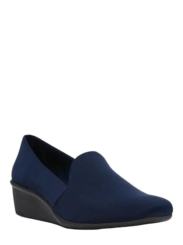 Anne Klein Wendell Wedge Pump - Navy Stretch
