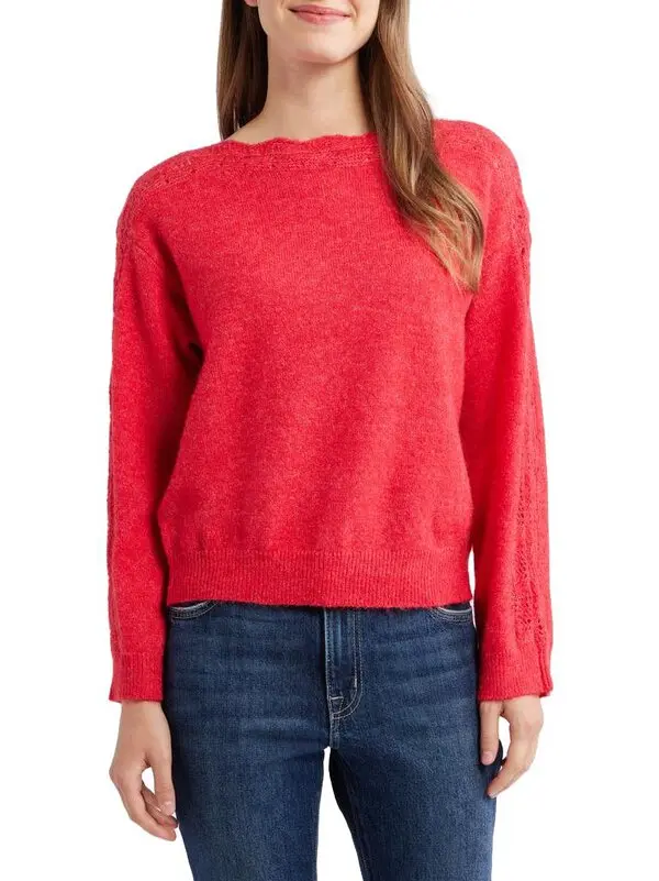 Wit & Wisdom Boat Neck Sweater - Coral Punch