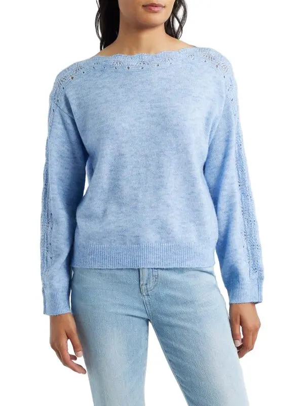 Wit & Wisdom Boat Neck Sweater - Heather Airy Blue