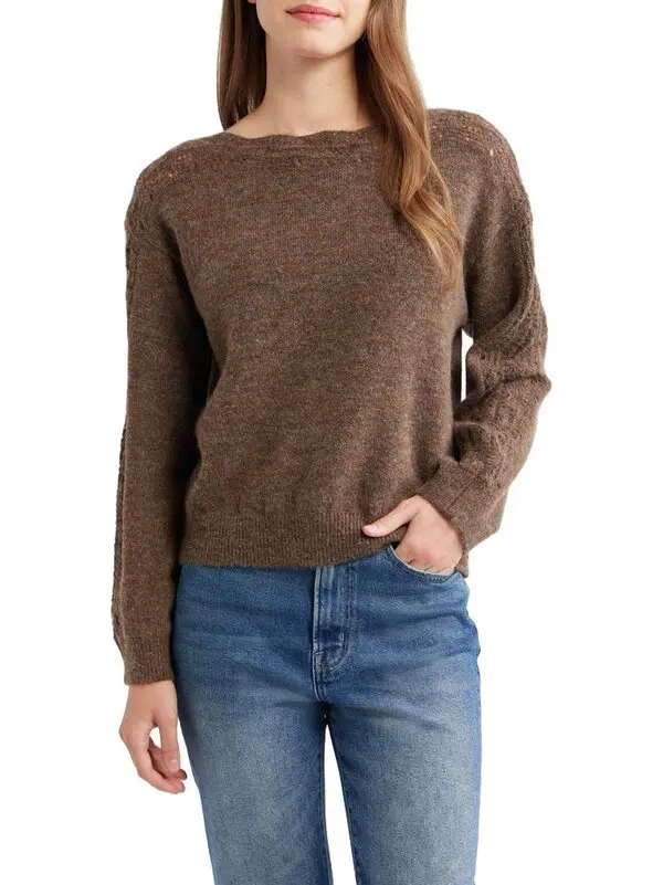 Wit & Wisdom Boat Neck Sweater - Heather Mocha