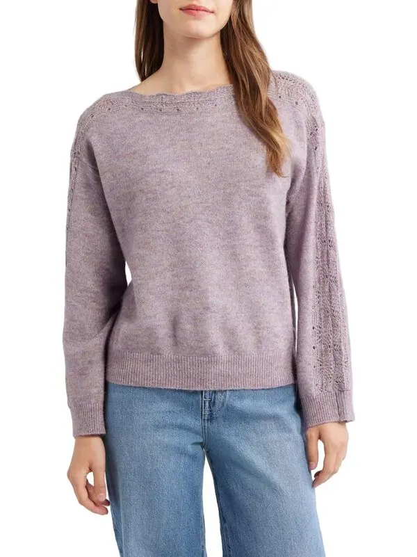Wit & Wisdom Boat Neck Sweater - Heather Orchid