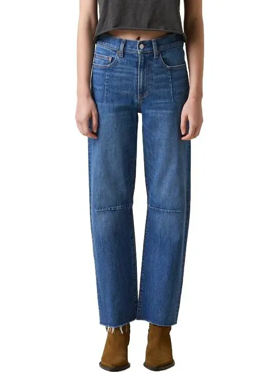 LE JEAN Pixie Raw Hem Barrel Jeans - Bohemian Blue