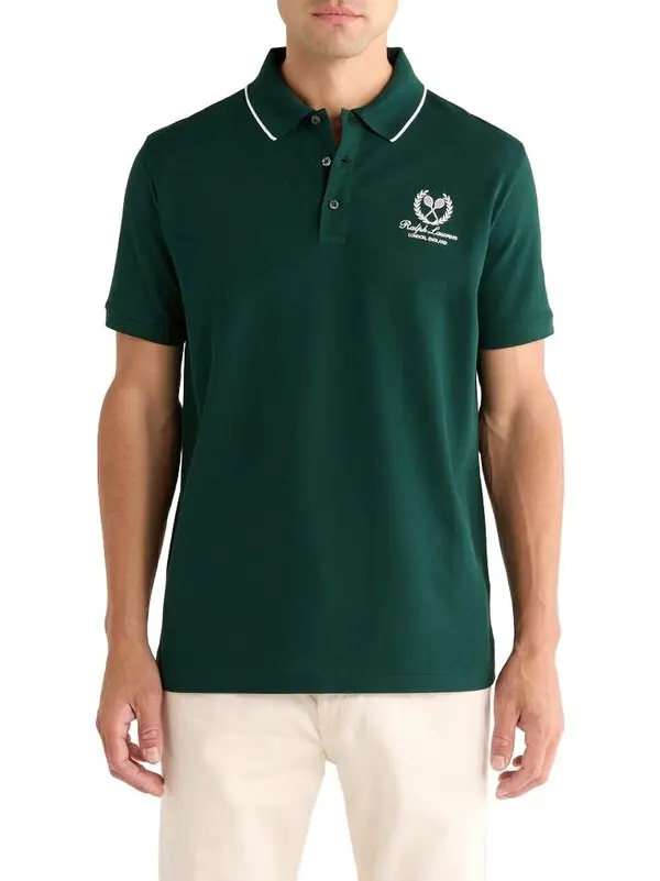 Ralph Lauren Purple Label Embroidered Cotton Piqué Polo - Moss Agate
