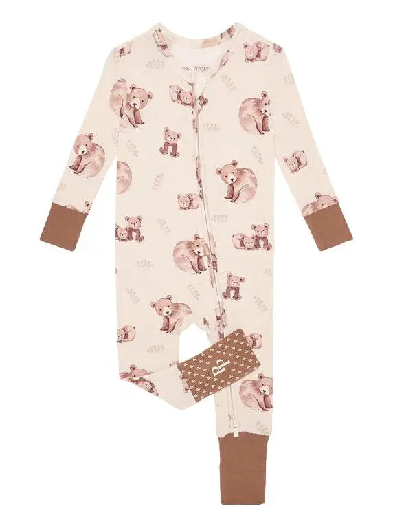 POSH PEANUT Bernard Printed Convertible One-piece Pajamas - Beige