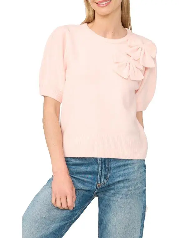 CECE DUPRAZ Puff Sleeve Sweater With Bow Detail - Blushing Bride