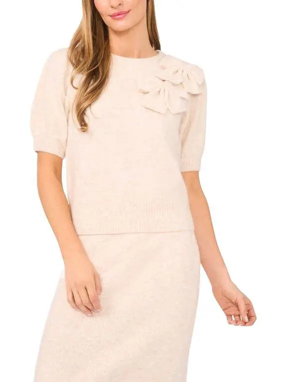 CECE DUPRAZ Puff Sleeve Sweater With Bow Detail - Malted