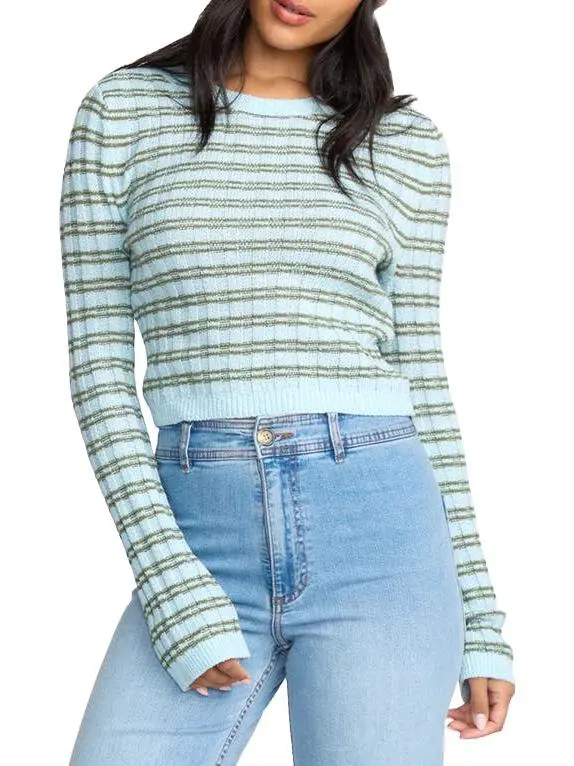 BILLABONG Ribbed Crop Sweater - Misty Blue
