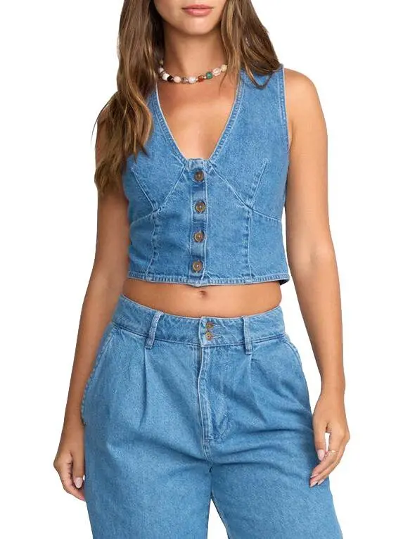 BILLABONG Indigo Skies Cropped Denim Vest - Salt Washed