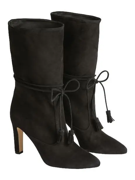 LK BENNETT Eliza Tassel Slouch Bootie - Black