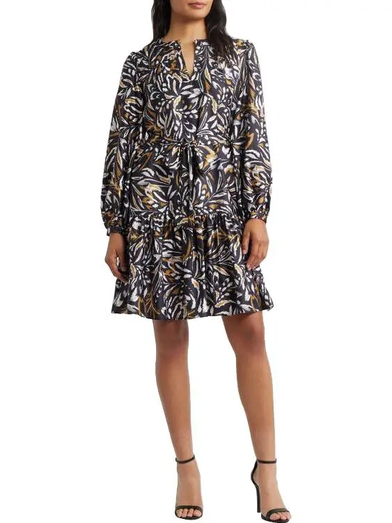 Julia Jordan Floral Print Long Sleeve Dress - Black Multi