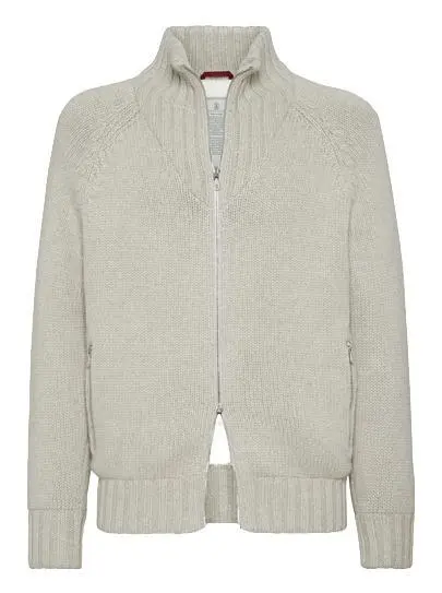 Brunello Cucinelli Knit Jacket With Padding - Salt