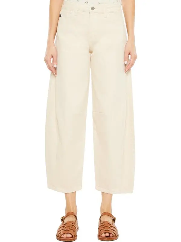 KANCAN Addison High-rise Horseshoe Cropped Jeans - Ivory
