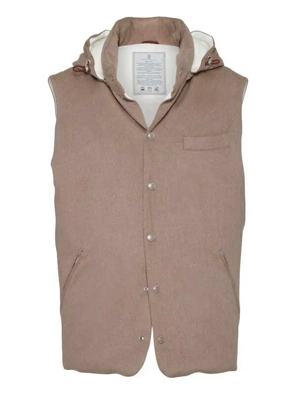 Brunello Cucinelli Flannel Down Vest - Hazelnut