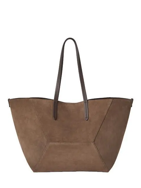 Brunello Cucinelli Large Suede Bc Duo Bag - Bark