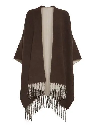 Brunello Cucinelli Double Knit Poncho - Brown
