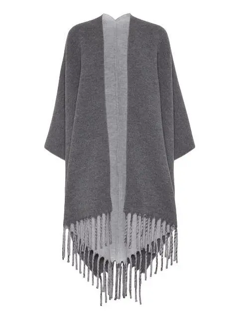 Brunello Cucinelli Double Knit Poncho - Medium Grey