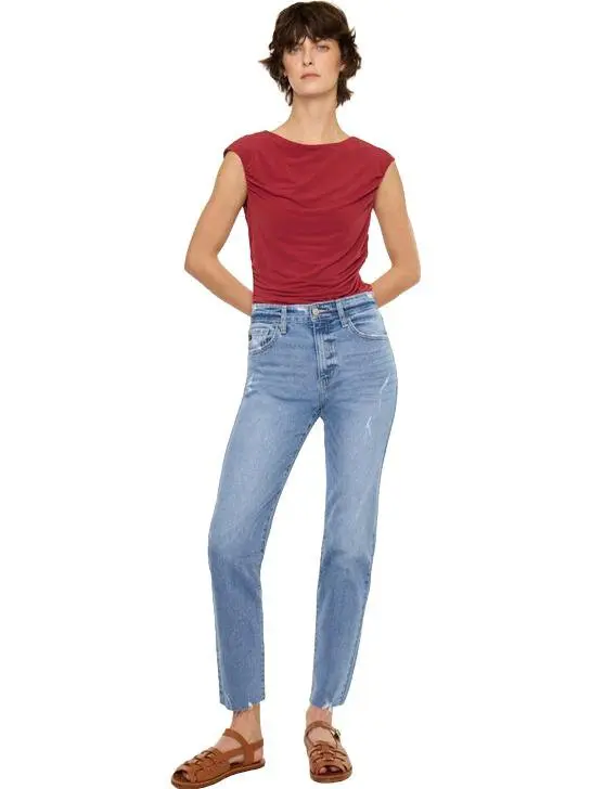 KANCAN Ariana Essentials High Rise Straight Jeans - Medium Wash