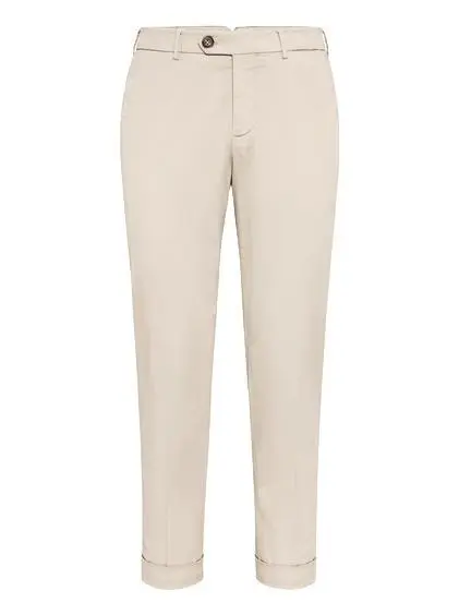 Brunello Cucinelli Gabardine Garment Dyed Trousers - Beige