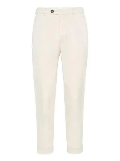 Brunello Cucinelli Gabardine Garment Dyed Trousers - Off-white