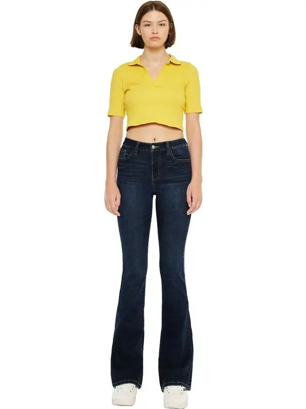 KANCAN High-rise Bootcut Stretch Jeans - Dark Wash