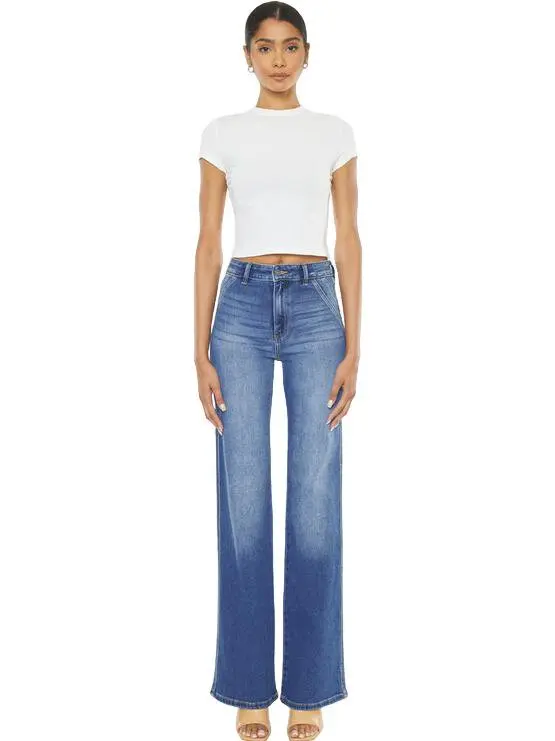 KANCAN Ultra High Rise Wide Flare Jeans - Medium Wash