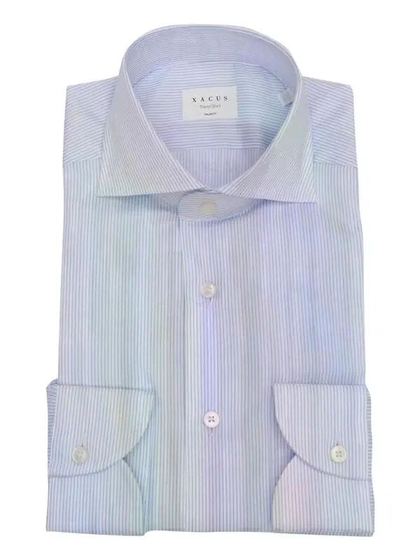 XACUS Striped Cotton Shirt - Blue