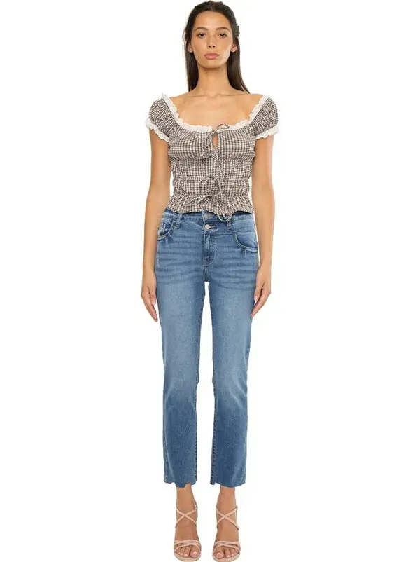 KANCAN Kathleen Essentials High Rise Slim Straight Jeans - Medium Wash