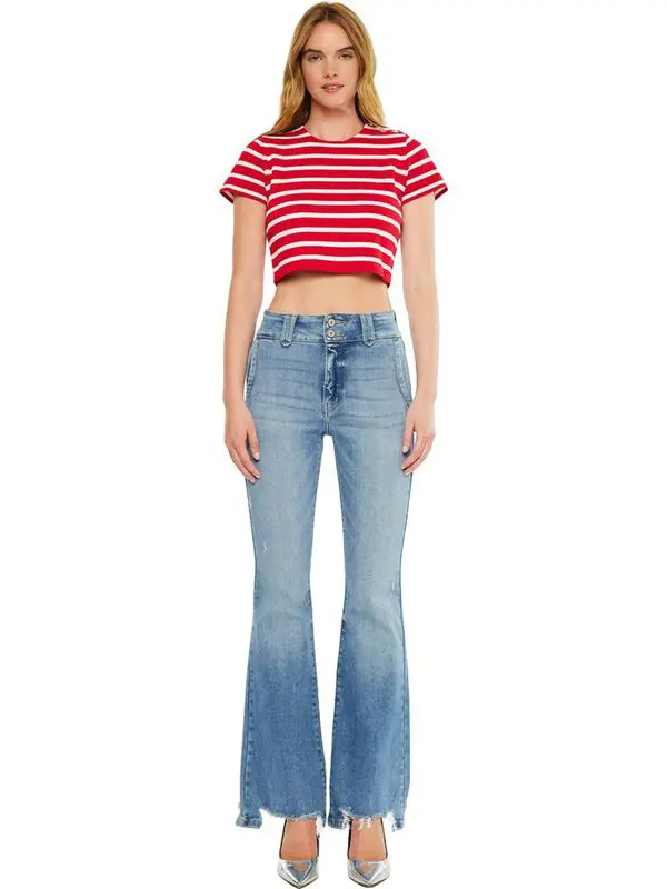 KANCAN Giselle High Rise Flare Jeans - Medium Wash