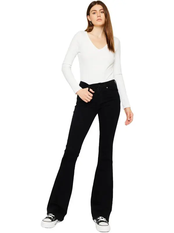KANCAN Ilene Mid Rise Flare Jeans - Black
