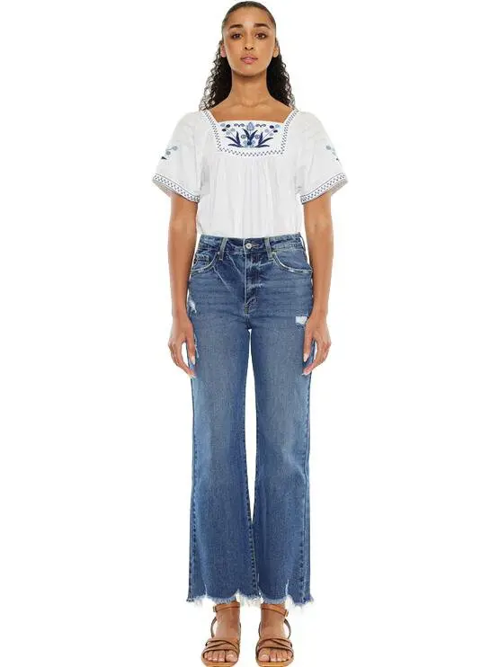 KANCAN Jemma High Rise Slim Wide Leg Jeans - Medium Wash