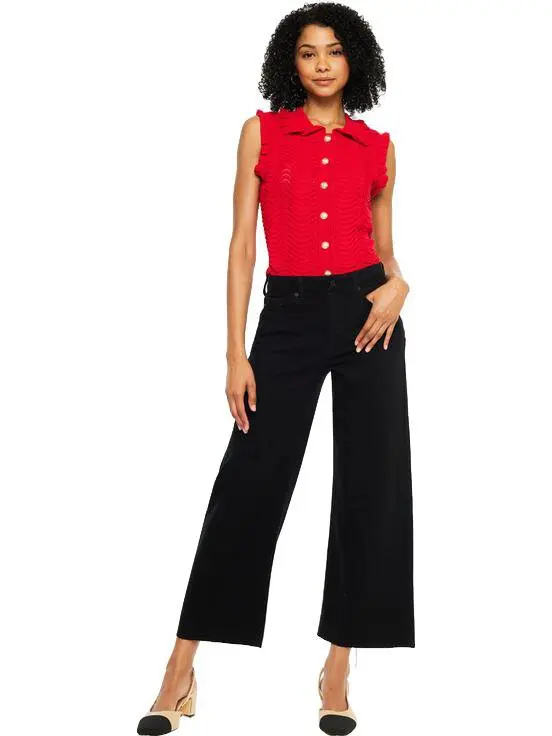 KANCAN Dianella High Rise Crop Wide Leg Jeans - Black
