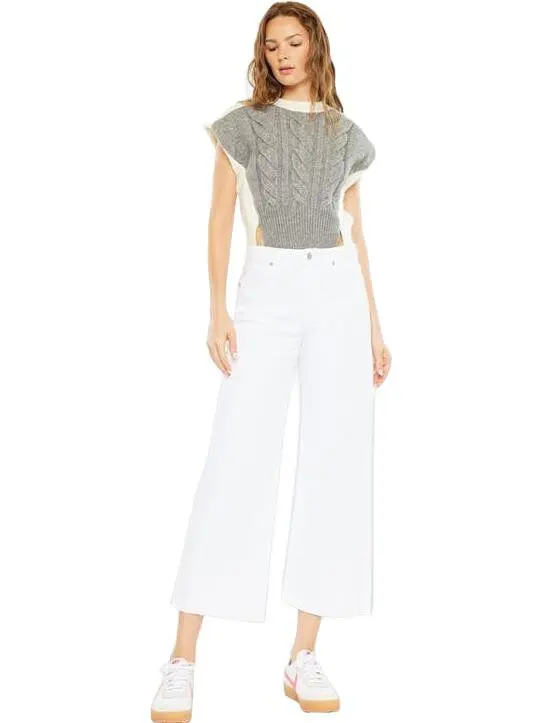KANCAN Dianella High Rise Crop Wide Leg Jeans - White
