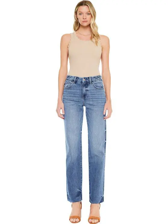 KANCAN Melody High Rise True Straight Jeans - Medium Wash