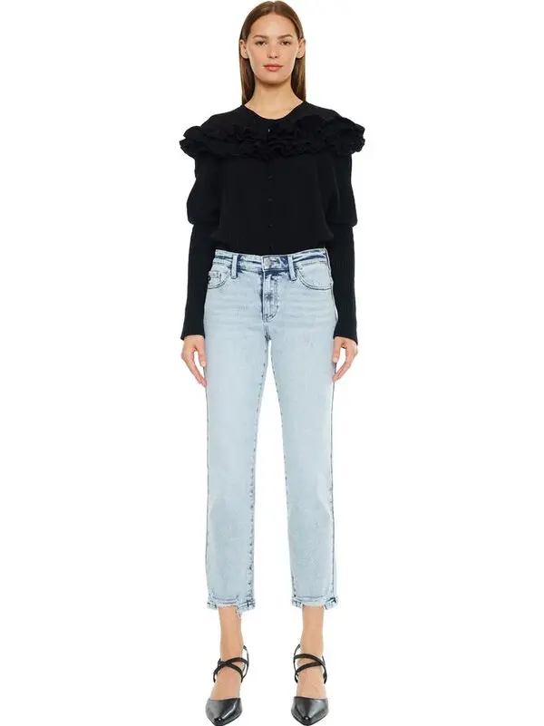 KANCAN Mid-rise Crop Straight Jeans - Medium Wash