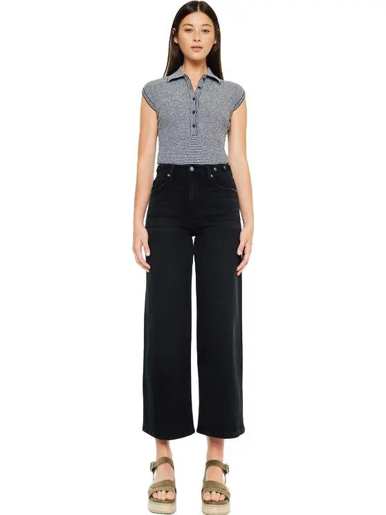 KANCAN Victoria Ultra High Rise Cropped Wide Leg Jeans - Black