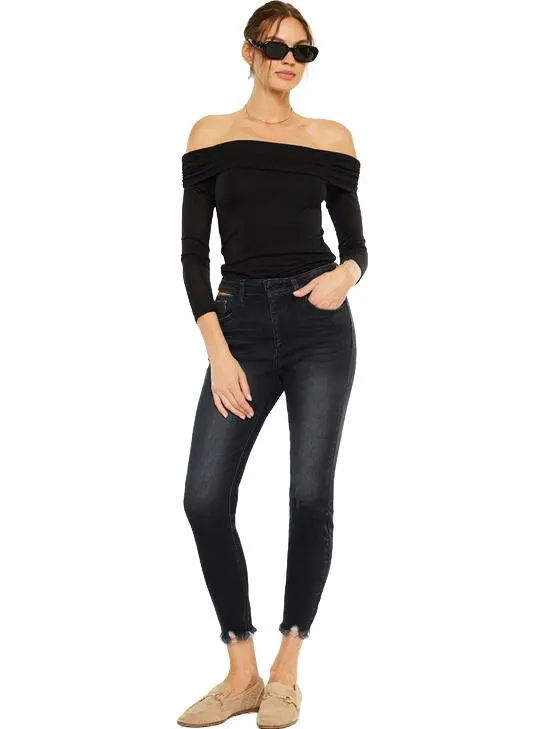 KANCAN Tiara High Rise Ankle Skinny Jeans - Dark Gray