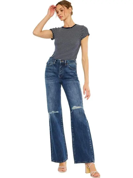 KANCAN Ultra High Rise 90's Flare Jeans - Dark Wash