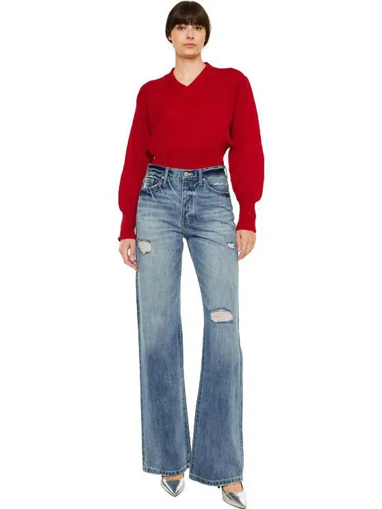 KANCAN Ultra High Rise 90's Flare Jeans - Medium Wash