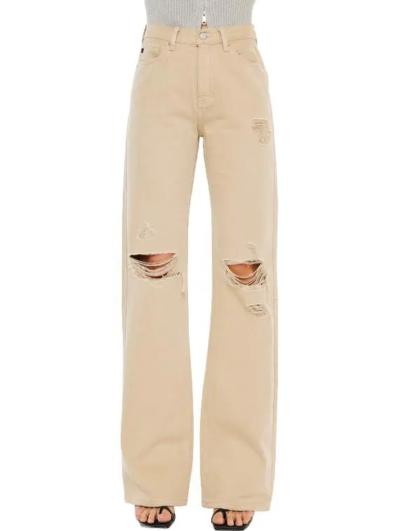 KANCAN Ultra High Rise 90's Flare Jeans - Taupe