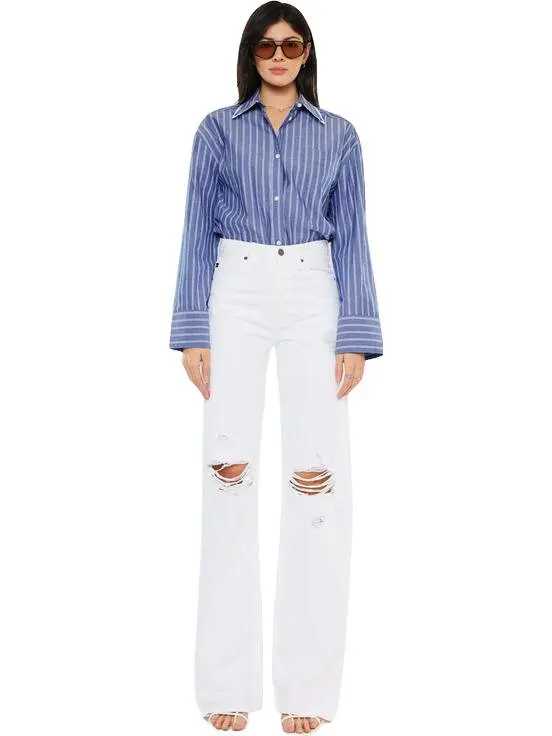 KANCAN Ultra High Rise 90's Flare Jeans - White