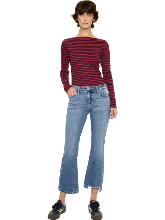 KANCAN Mid Rise Cropped Flare Jeans - Medium Wash