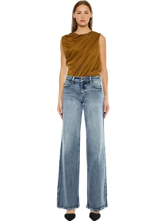 KANCAN Venice Mid Rise Wide Leg Jeans - Dark Wash