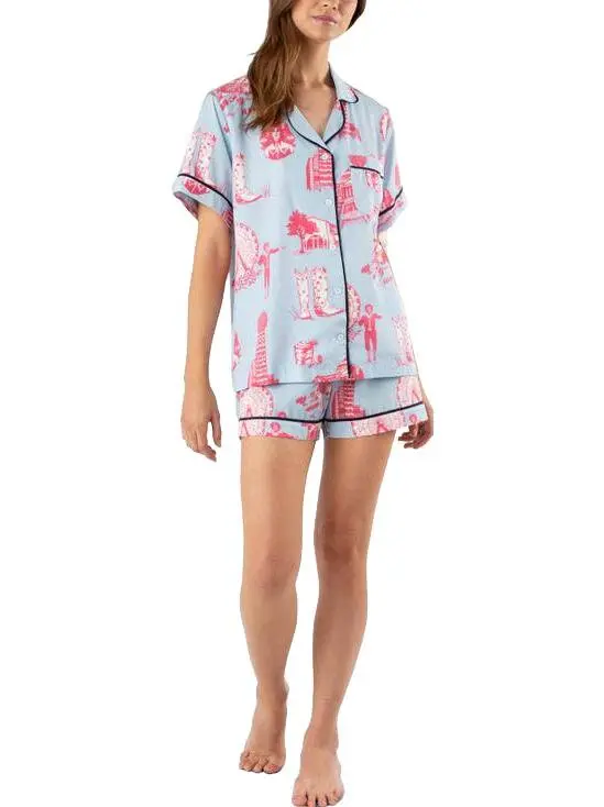 KATIE KIME Dallas Toile Shorts Set - Blue