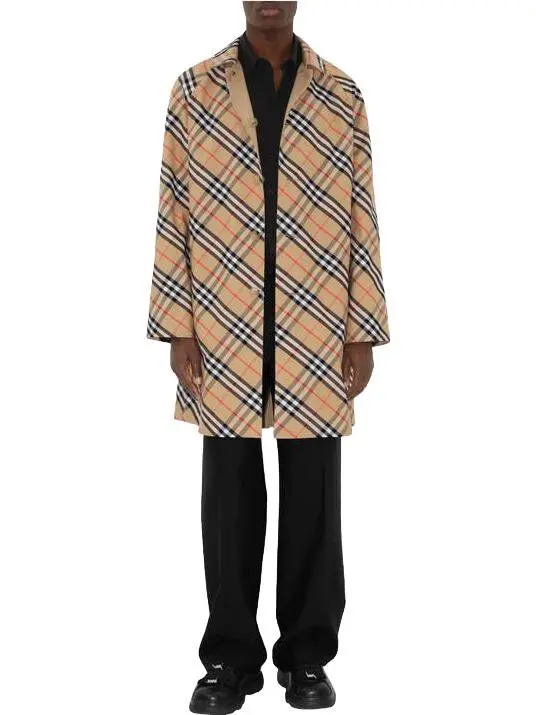 Burberry Long Reversible Gabardine Car Coat - Flax