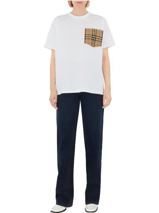 Burberry Check Pocket Cotton T-shirt - White
